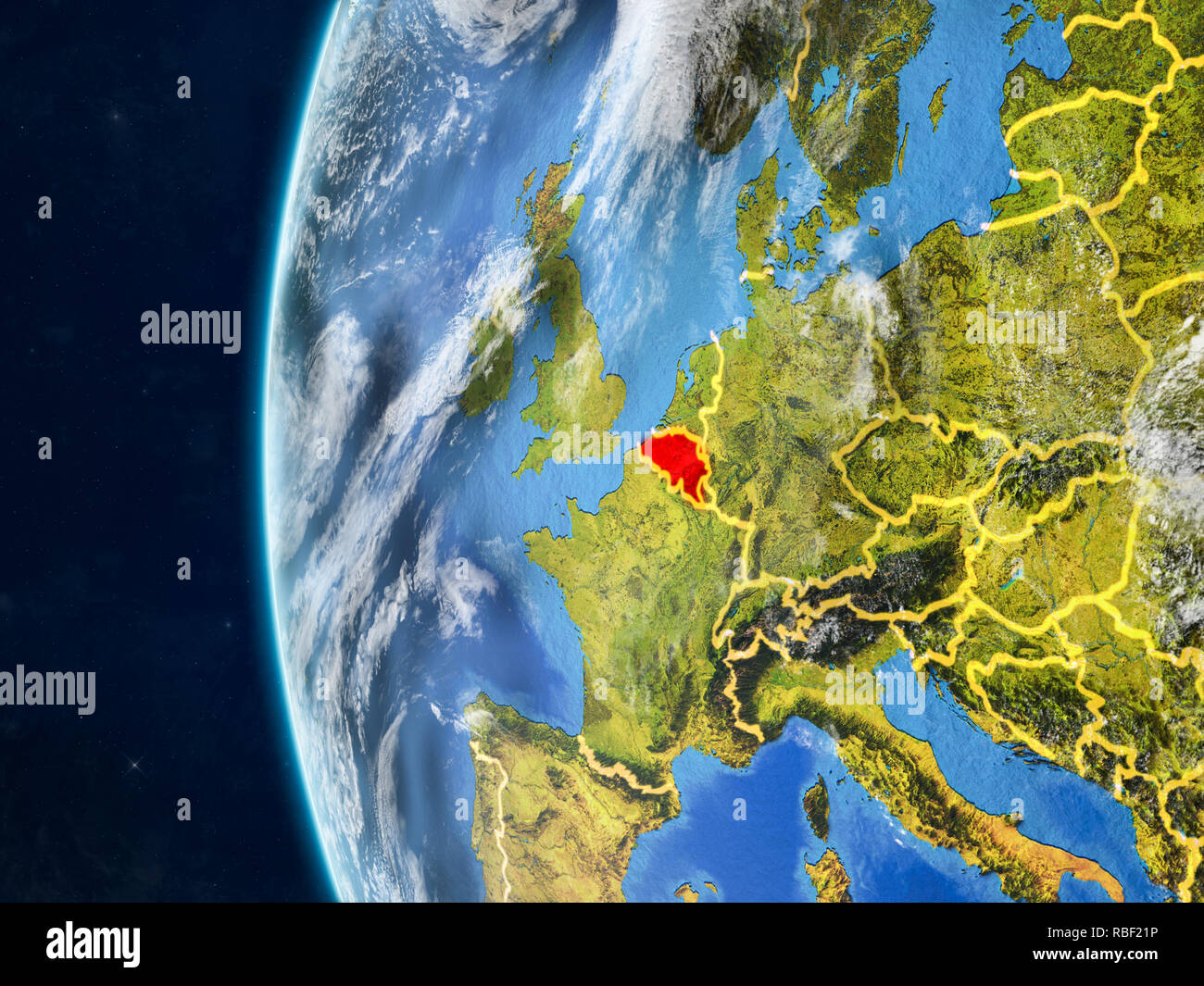 La Belgique à partir de l'espace sur le modèle de la planète Terre avec ...