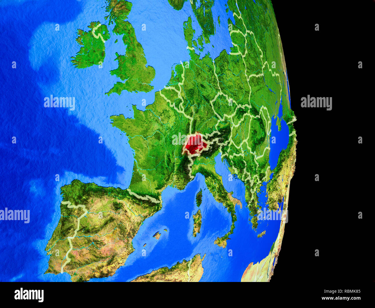 La Suisse le modèle réaliste de la planète Terre avec des frontières du ...