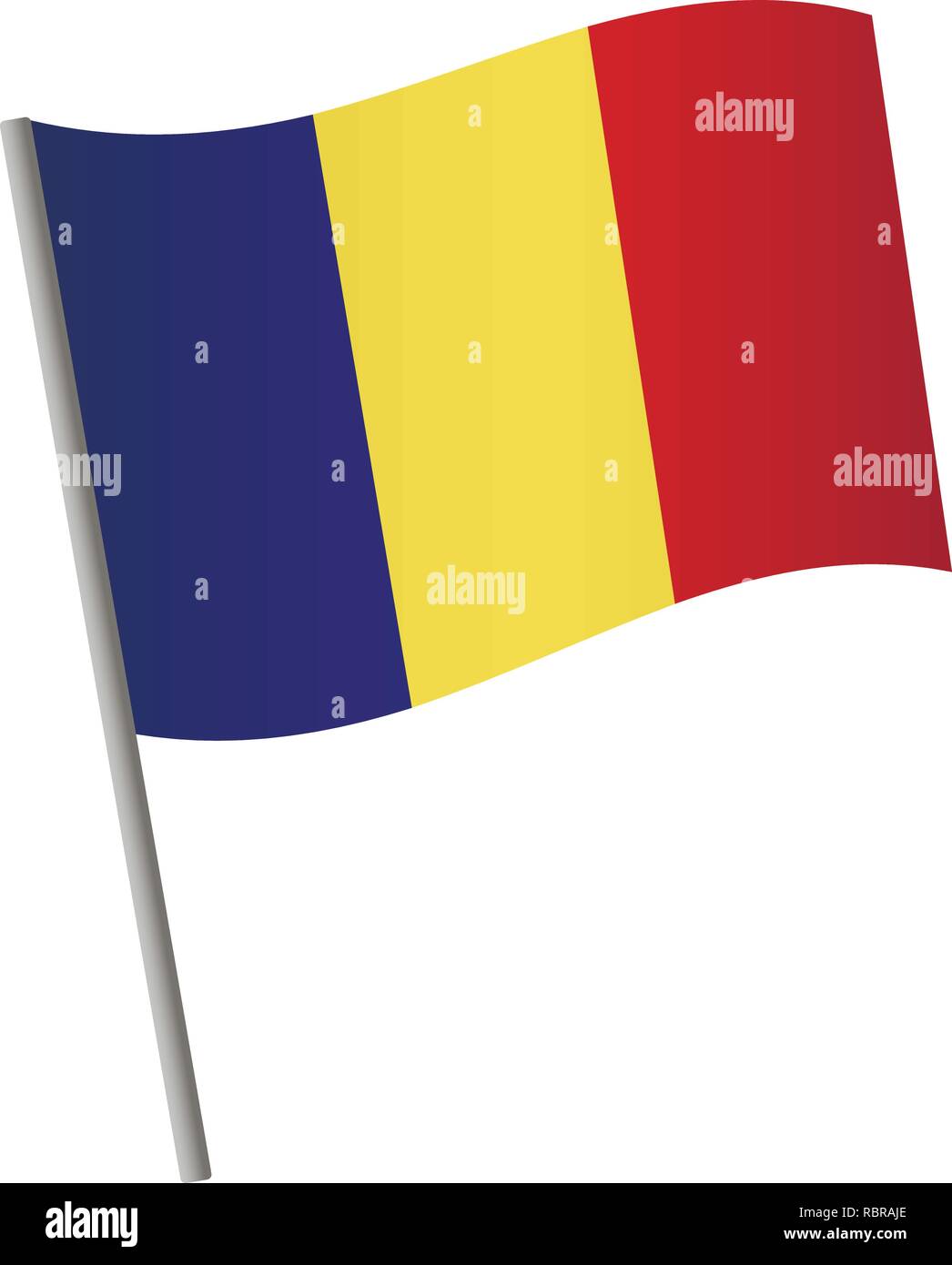 L'icône du drapeau du Tchad. Drapeau national du Tchad sur un poteau ...