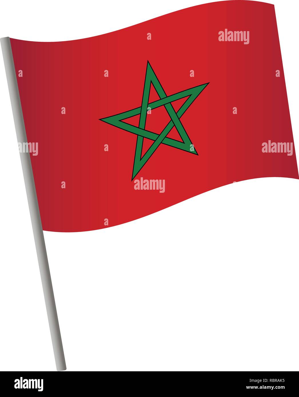 L'icône du drapeau du Maroc. Drapeau national du Maroc sur un poteau ...