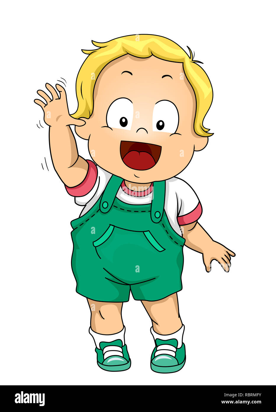 Illustration d'un enfant garçon enfant forme bonjour ou au revoir Photo ...