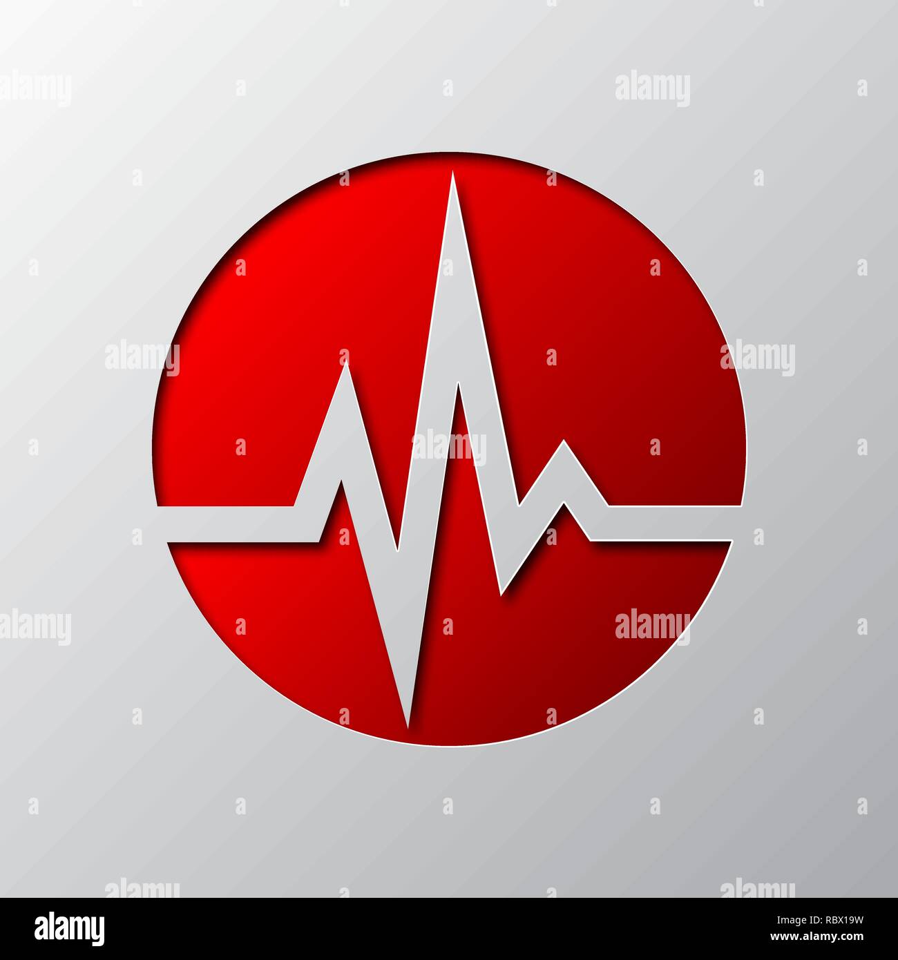 L'art du papier du symbole du rythme cardiaque rouge isolé. Vector ...