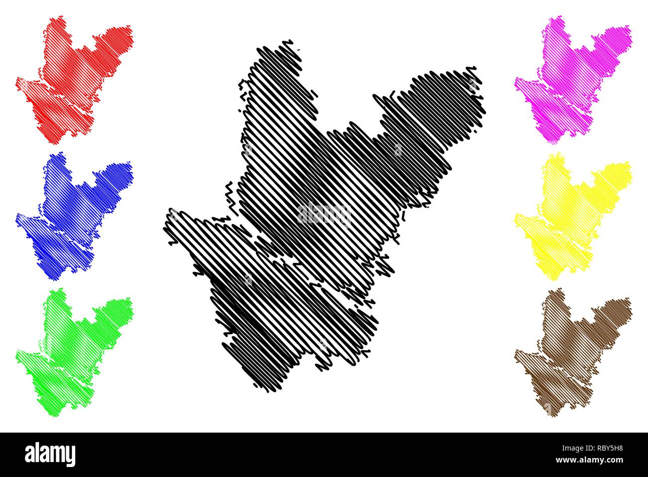 La Division de Dhaka (divisions administratives du Bangladesh) map vector illustration, scribble ...