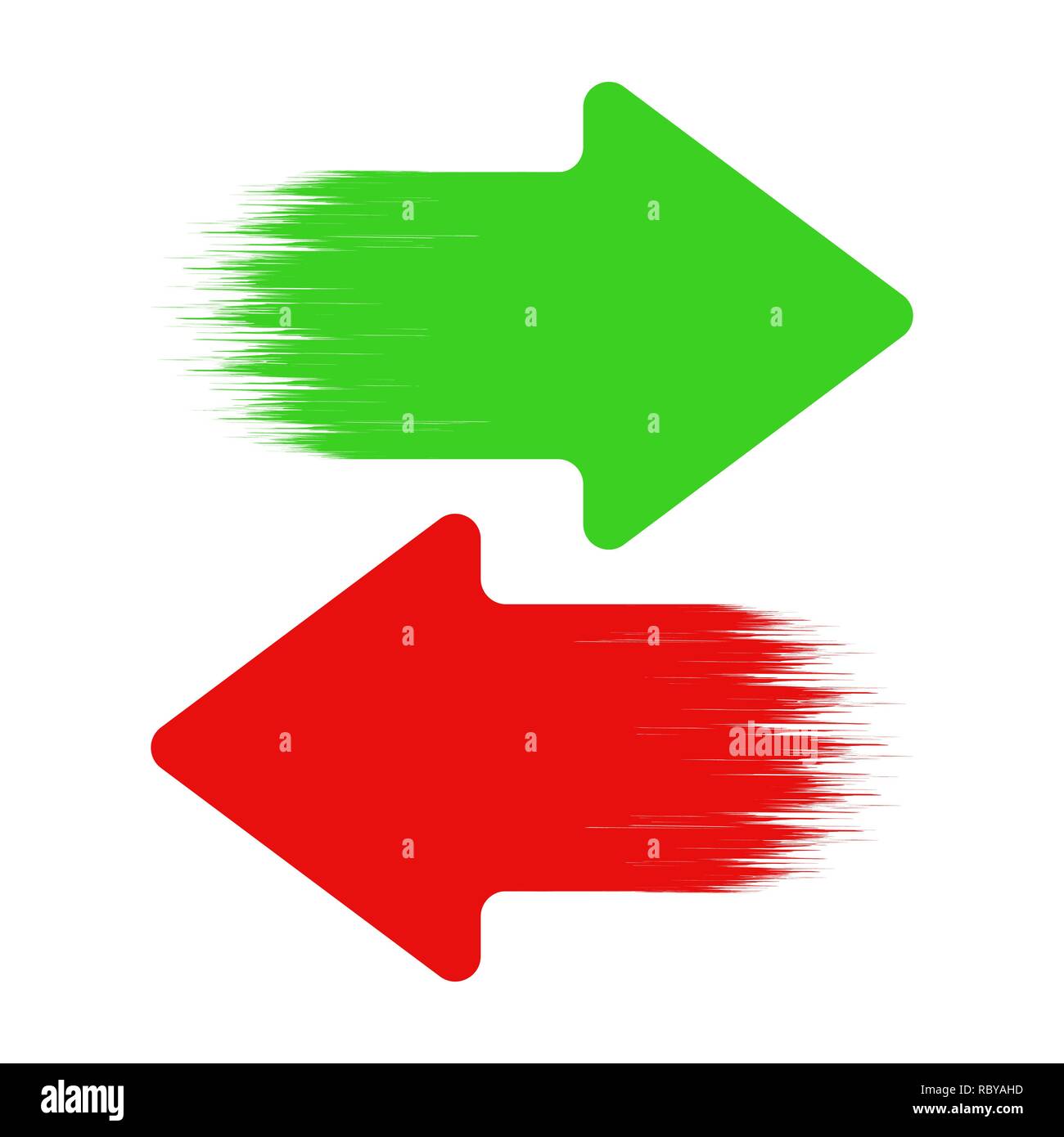 Flèche verte à droite et flèche rouge à gauche. Vector illustration ...