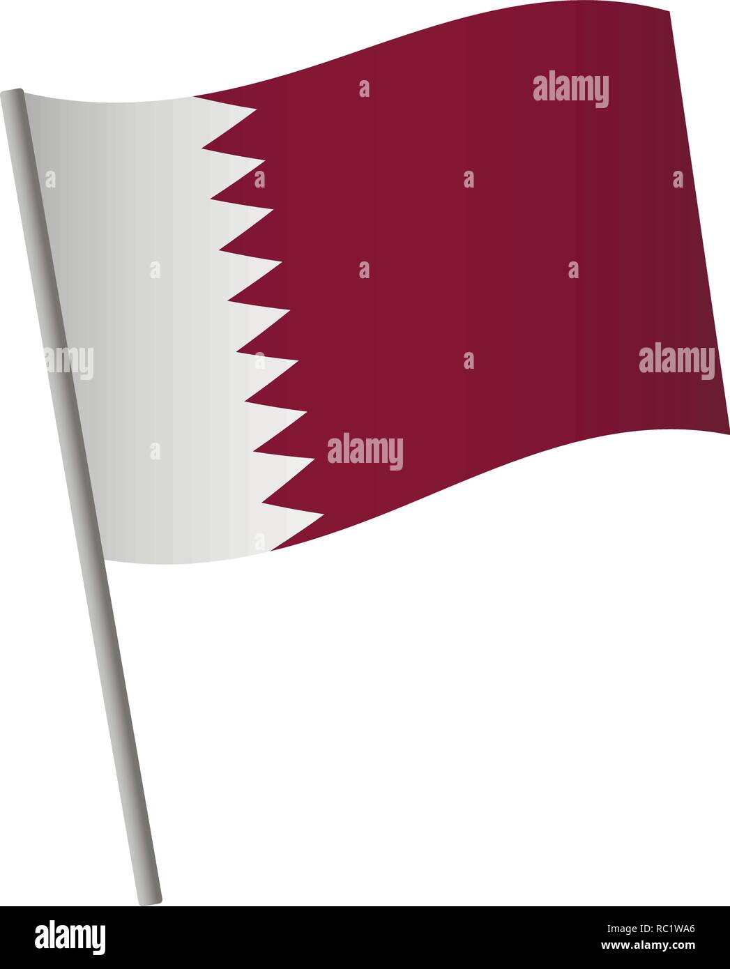L'icône du drapeau du Qatar. Drapeau national du Qatar sur un poteau ...
