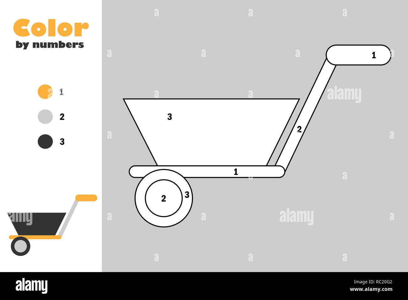 Brouette en cartoon style, couleur, en nombre, de l'éducation jeu de ...