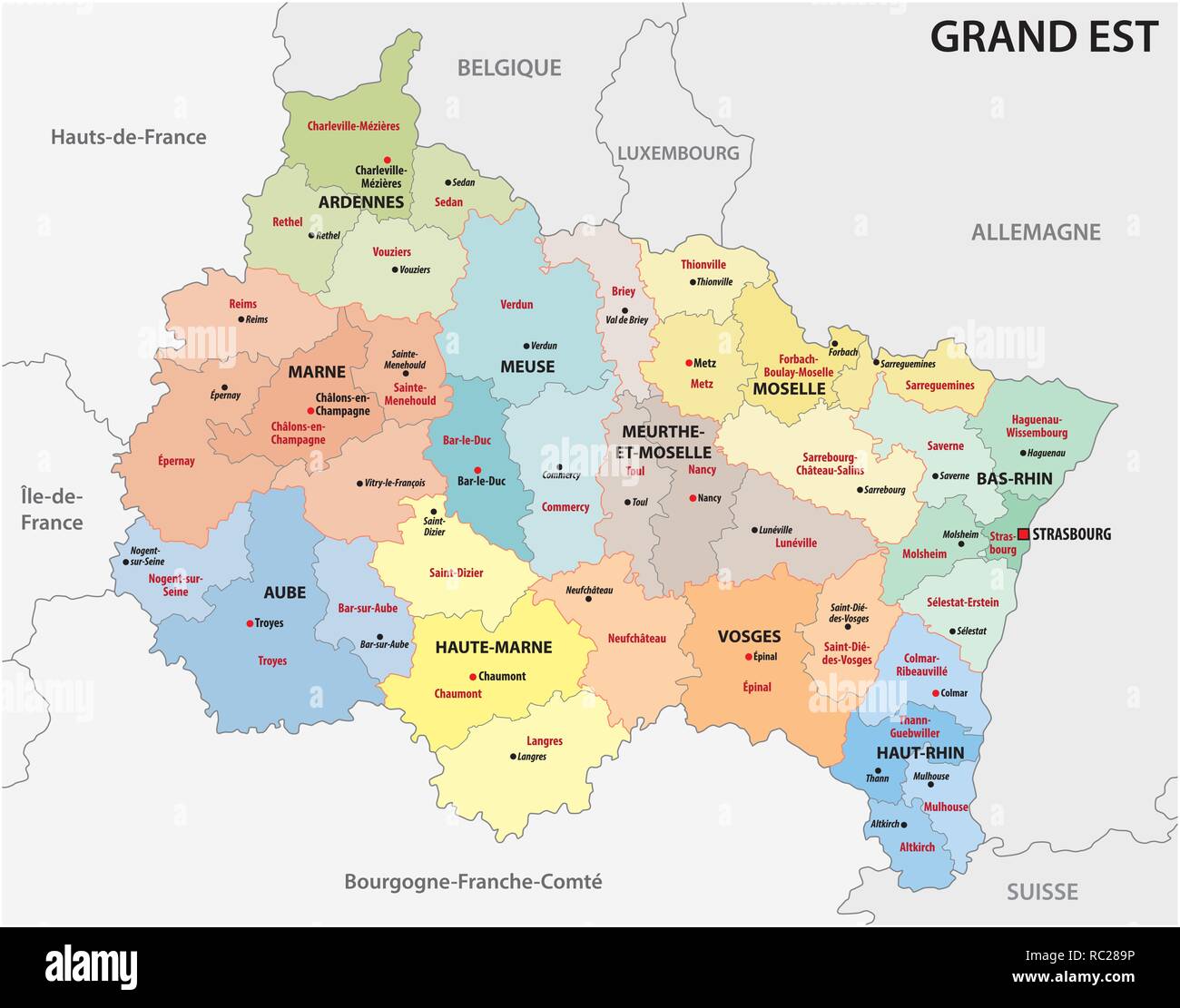 Carte administrative de la nouvelle région grand est Image Vectorielle ... Carte administrative de la nouvelle région grand est Image Vectorielle ...