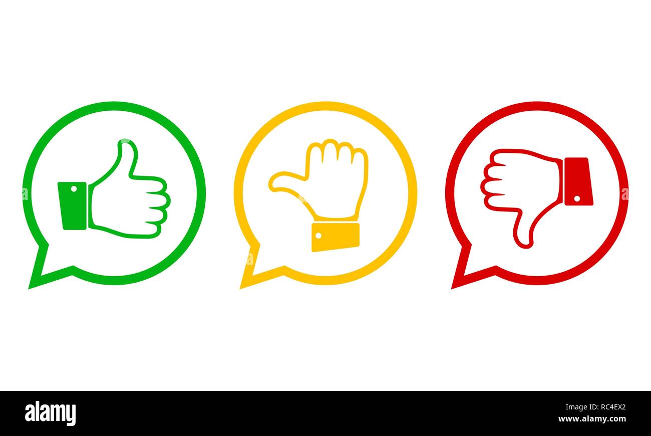 La main avec le pouce en vert, jaune et rouge. Concept de vote. Vector ...