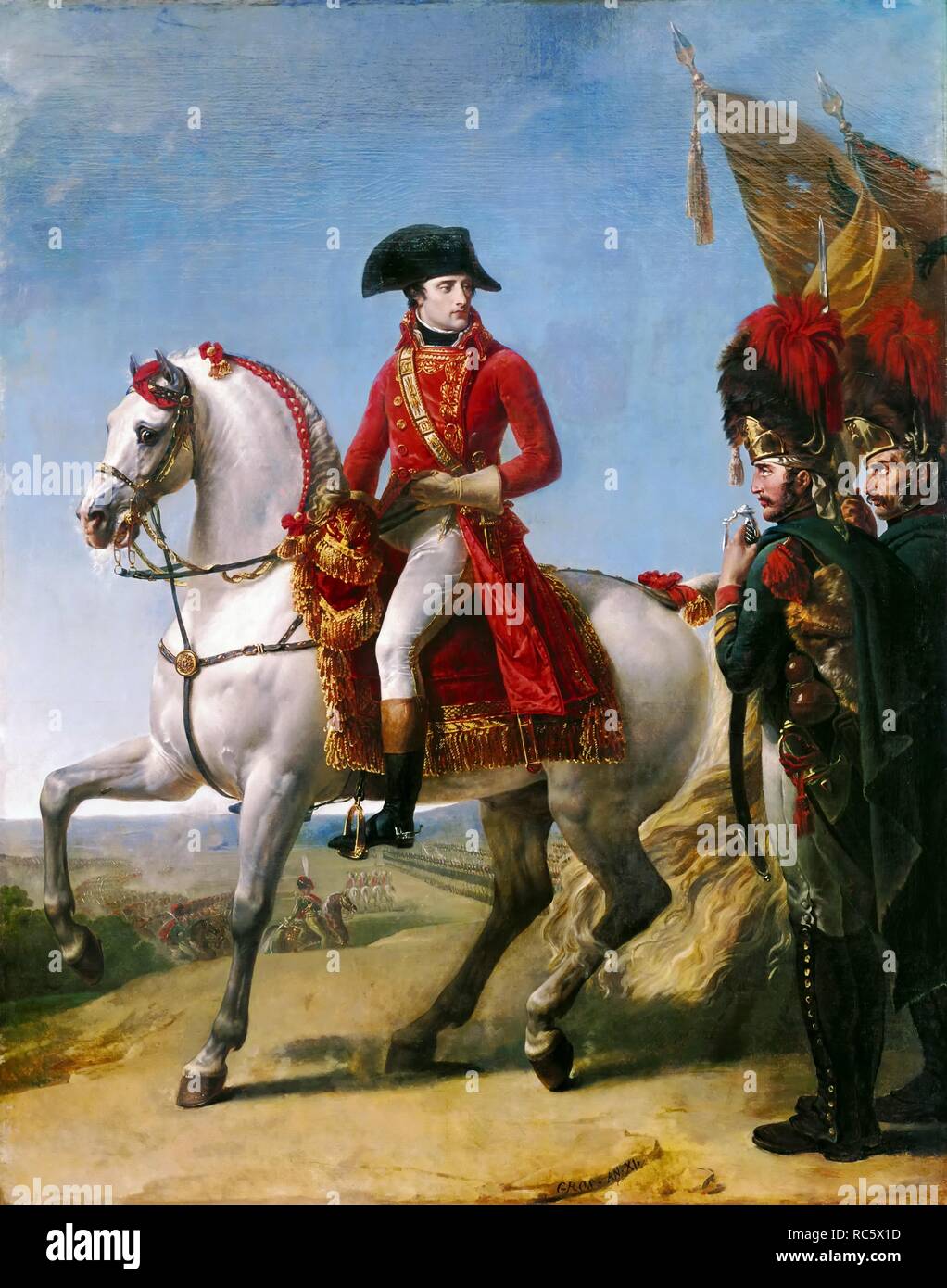 Napoléon Bonaparte, Premier Consul, l'examen de ses troupes après la ...