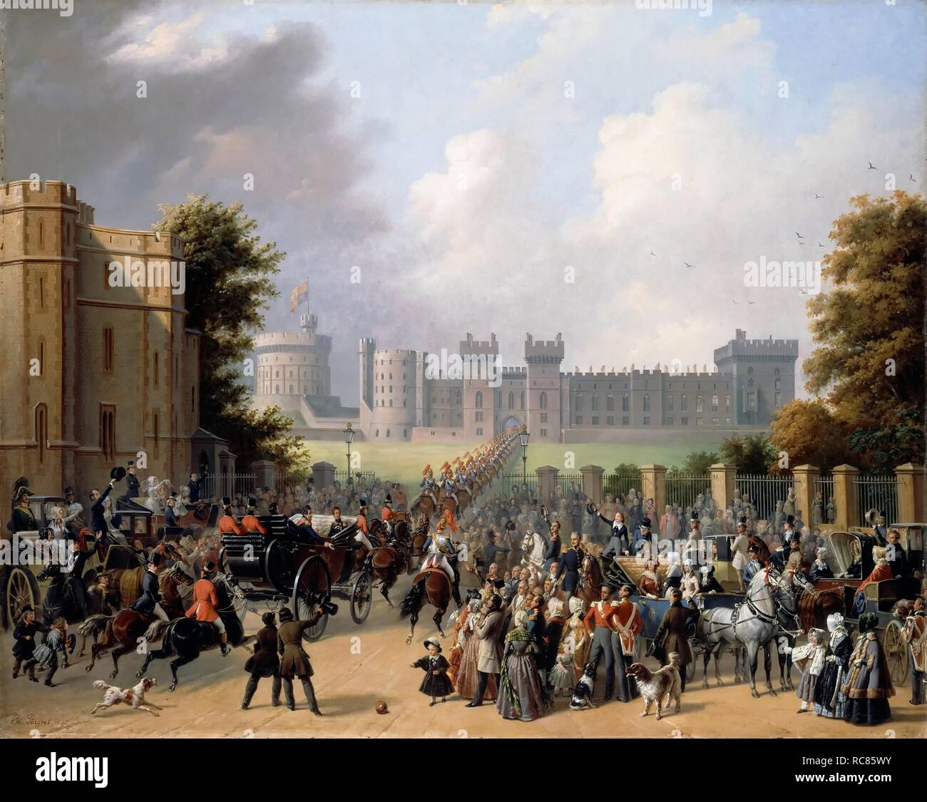 L'arrivée du roi Louis-Philippe au château de Windsor. Musée : Musée de ...