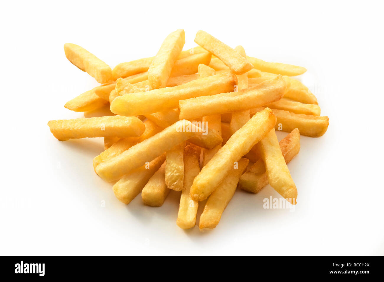 Pile de golden frites croustillantes chips de pomme de terre, frites ou ...