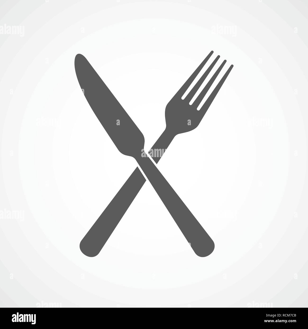 Fourchette et couteau dans l'icône modèle plat. Vector illustration ...