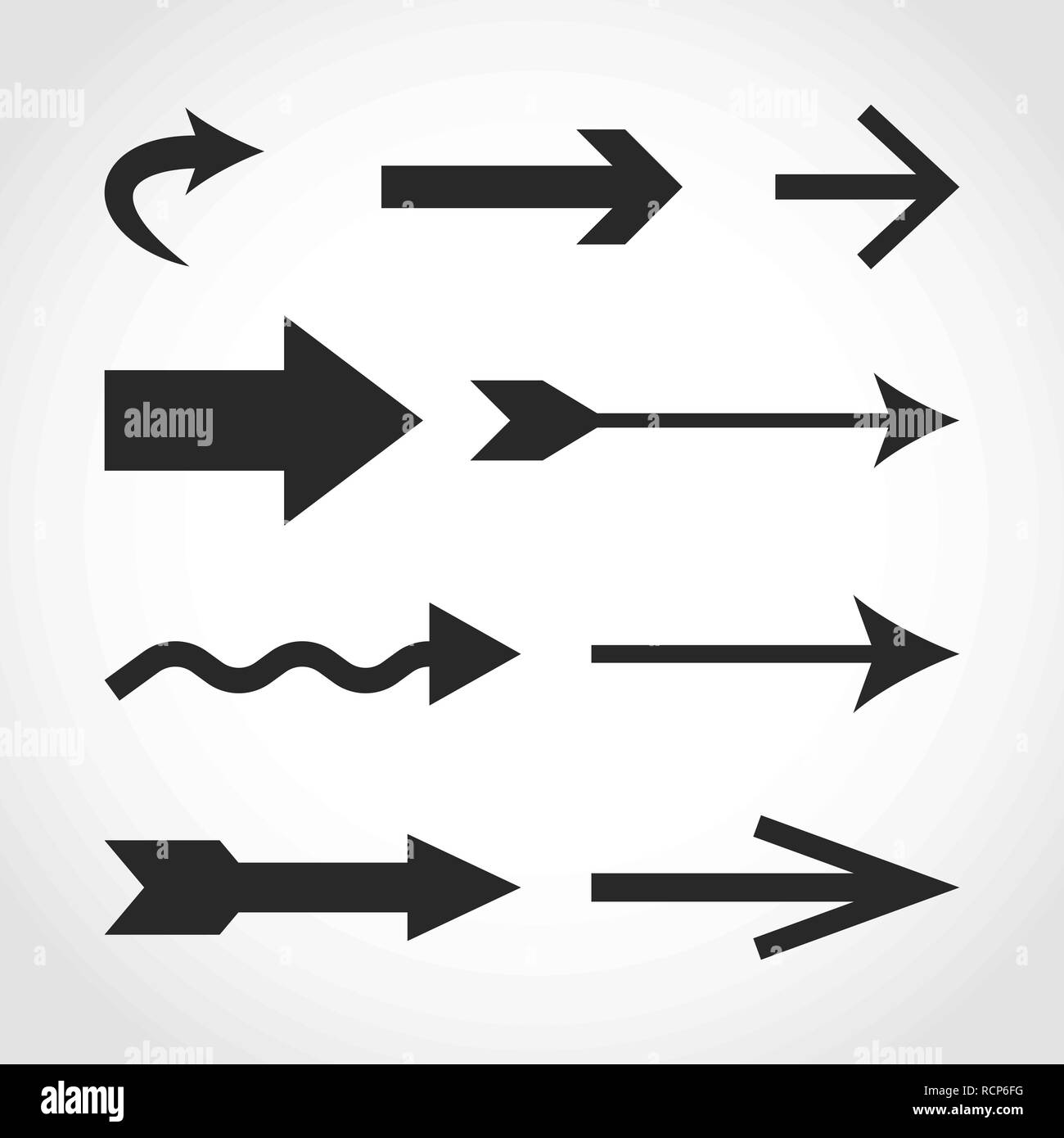 L'ensemble de flèches noires au design plat. Vector illustration. La ...
