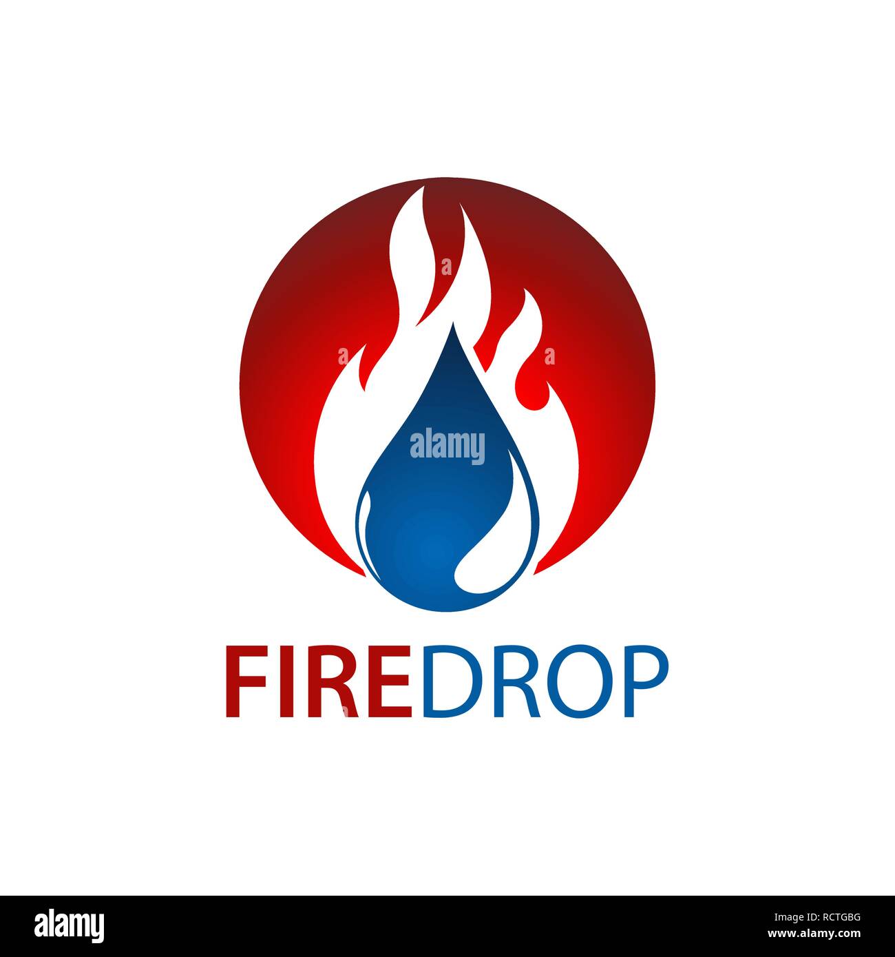 Logo goutte d'eau incendie cercle concept design. Modèle de graphique ...