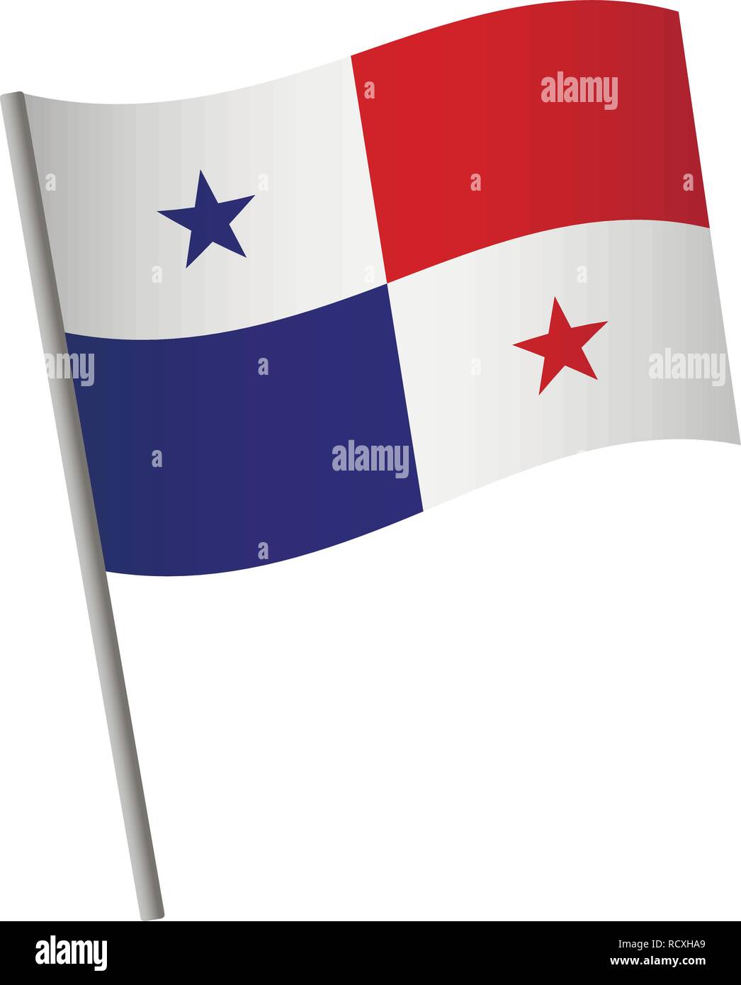 L'icône du drapeau du Panama. Drapeau national du Panama sur un poteau ...