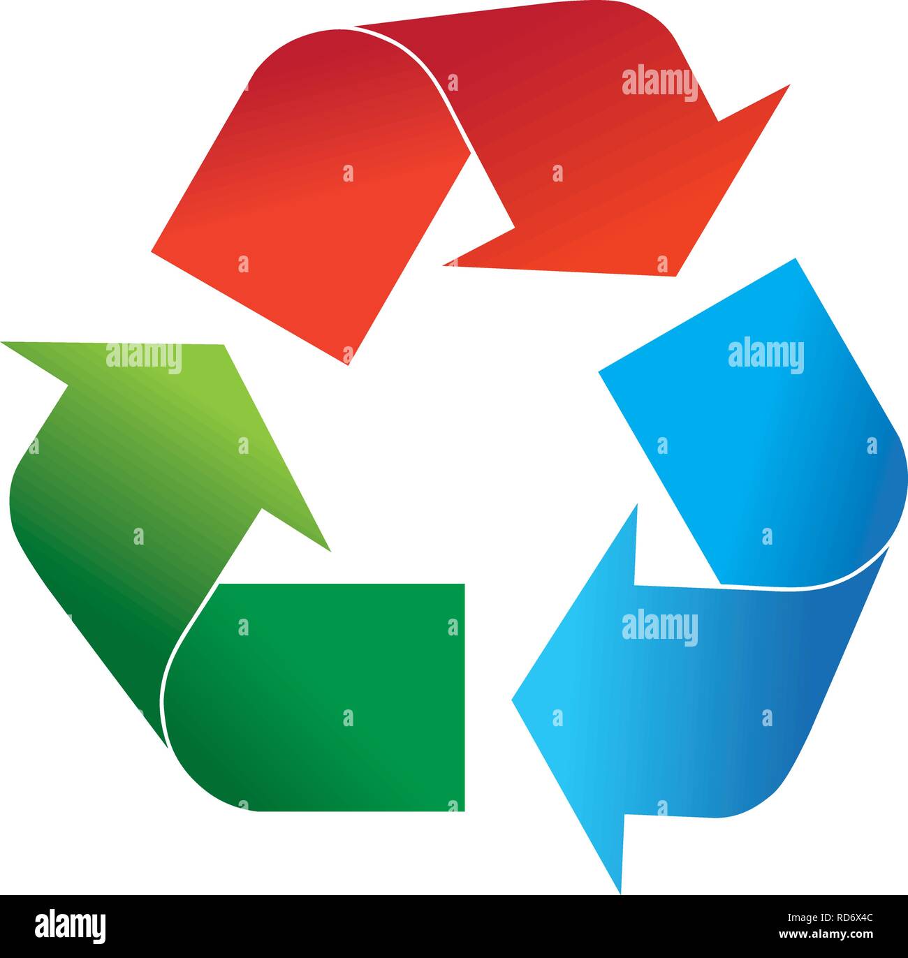 Multicolore rouge, vert et bleu Logo de recyclage vecteur icône illustration, isolé sur fond ...