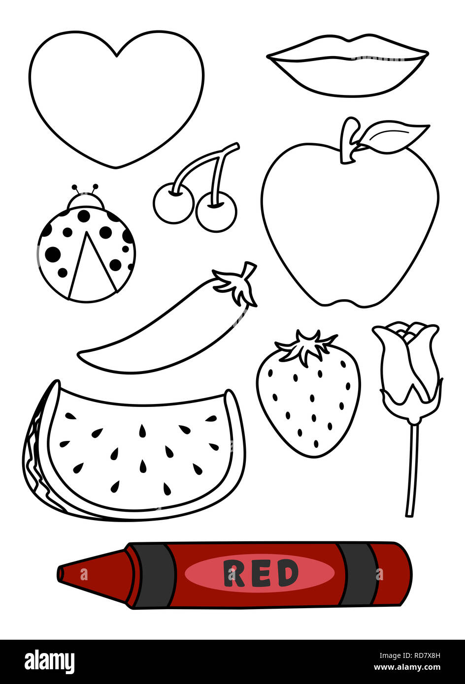 Illustration d'un crayon rouge avec des éléments de couleur rouge dans ...
