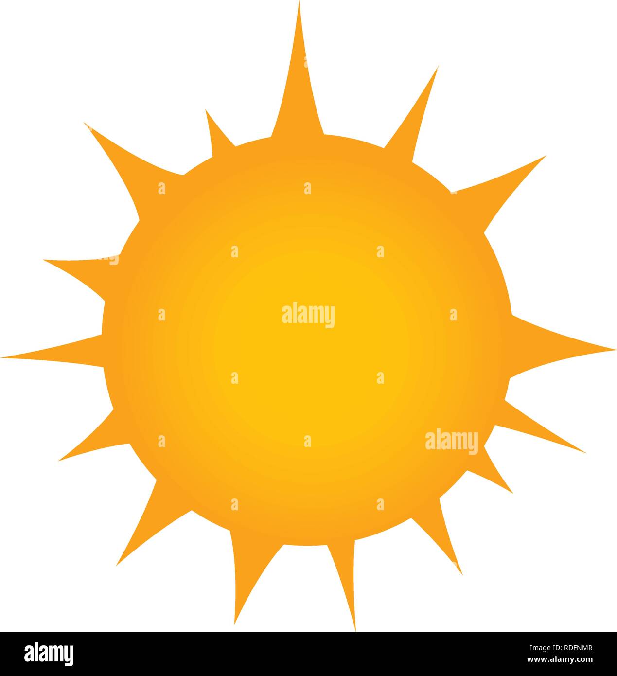 Icône sun Plat. Le pictogramme d'été. Symbole du soleil. Rayons. Vector ...