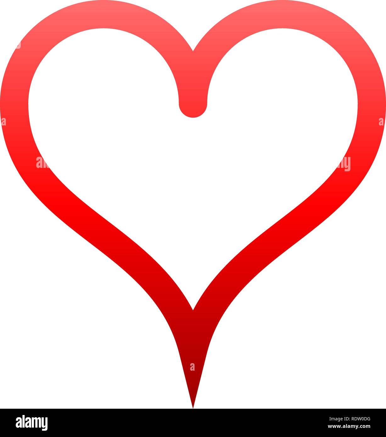 Icône symbole coeur rouge - gradient décrit, isolé - vector ...