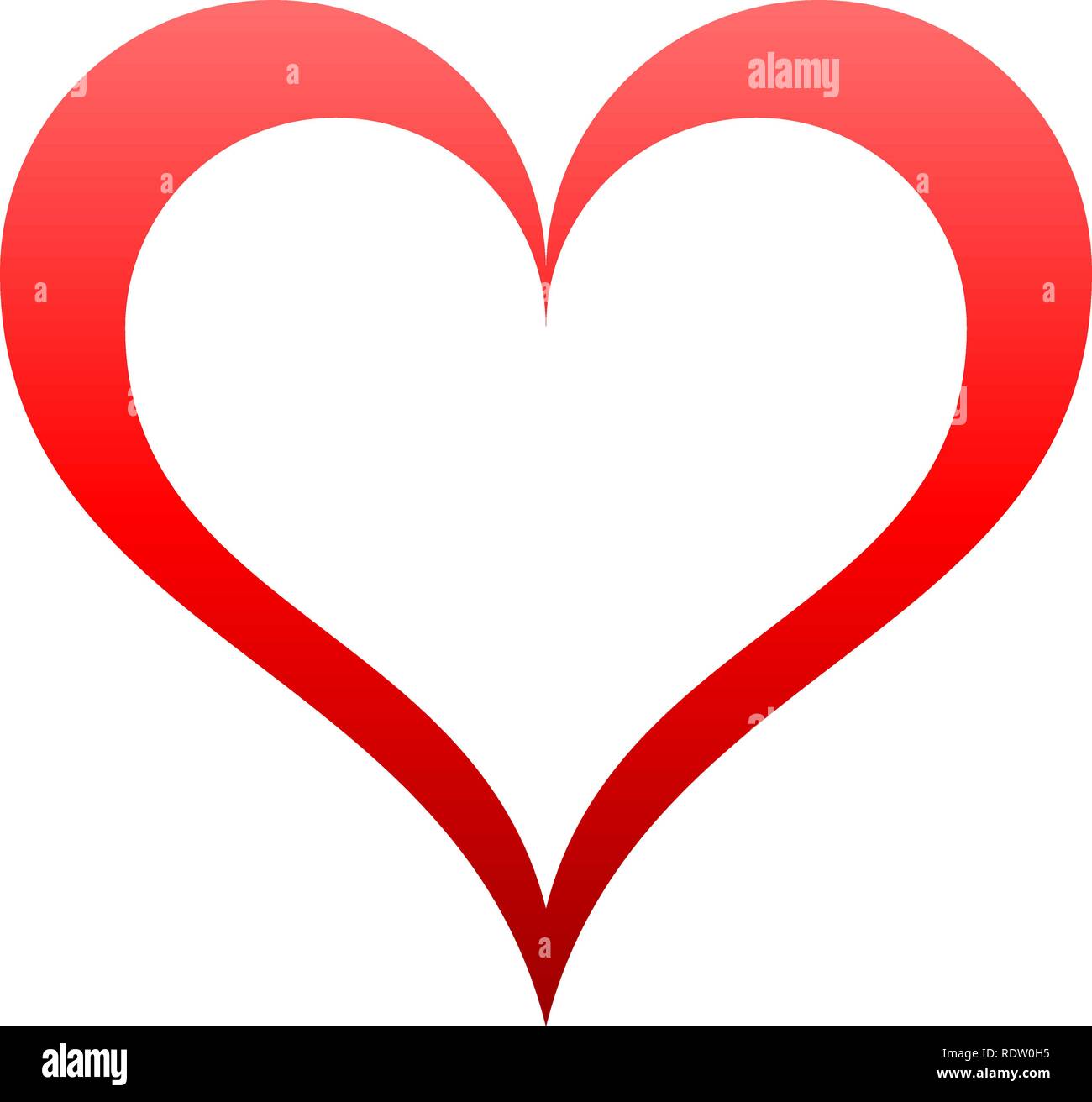 Icône symbole coeur rouge - gradient décrit, isolé - vector ...