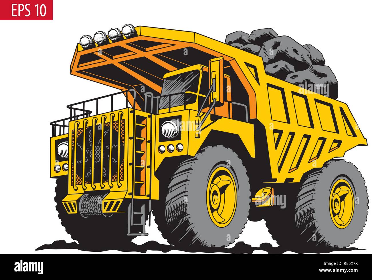 Gros gros camion minier jaune ou un dumper. Style Bande dessinée vector ...