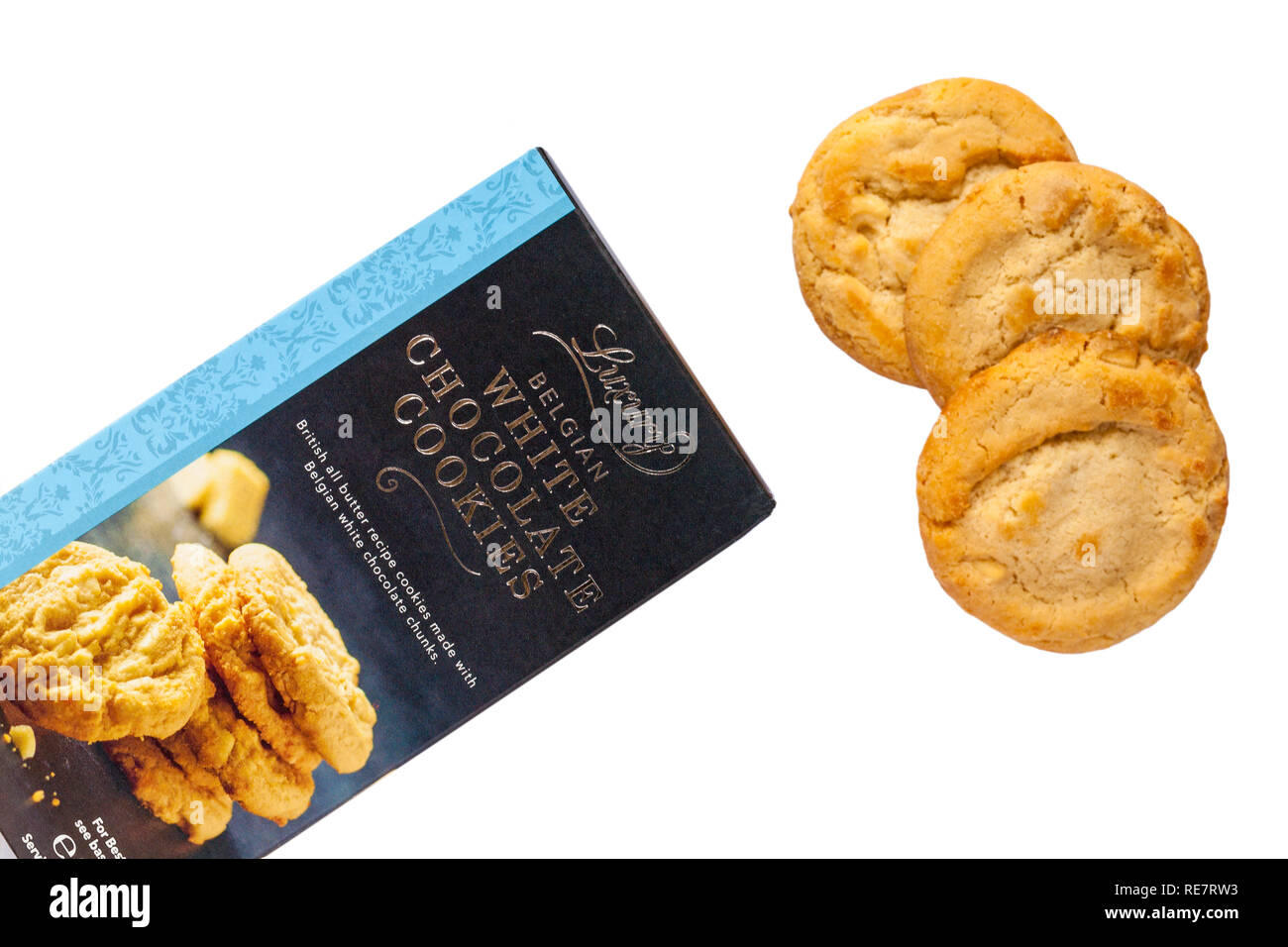 Biscuits au chocolat blanc belge de luxe Banque de photographies et d ...