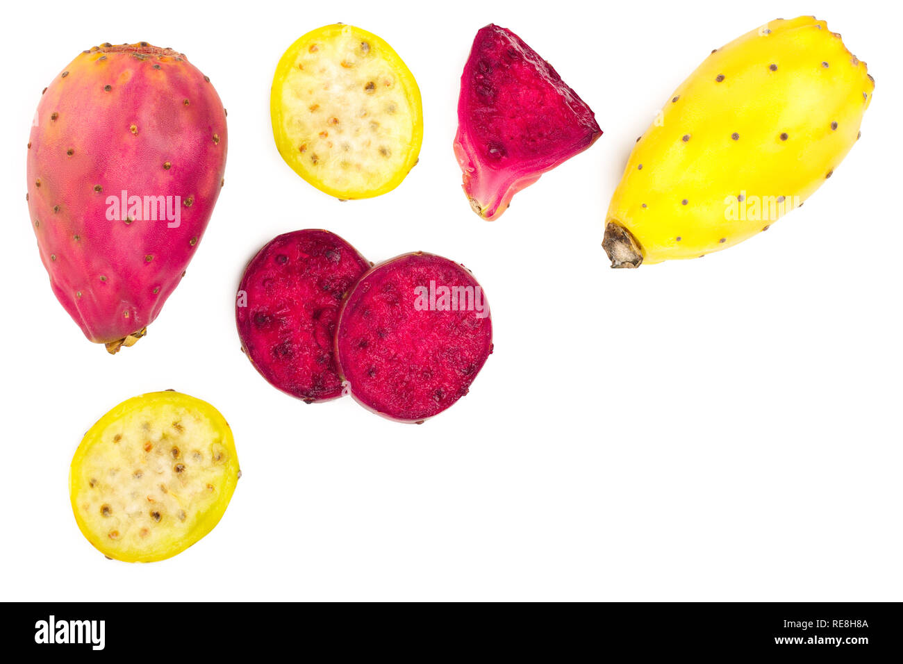 Fin rouge figuier de barbarie ou opuntia jaune isolé sur fond blanc ...