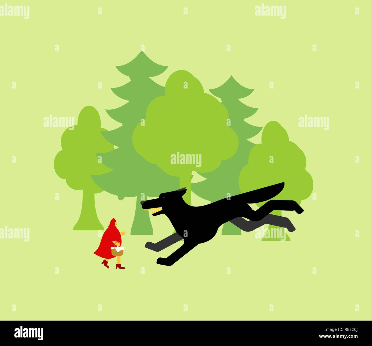 Loup et petit chaperon rouge Banque d'images vectorielles - Alamy