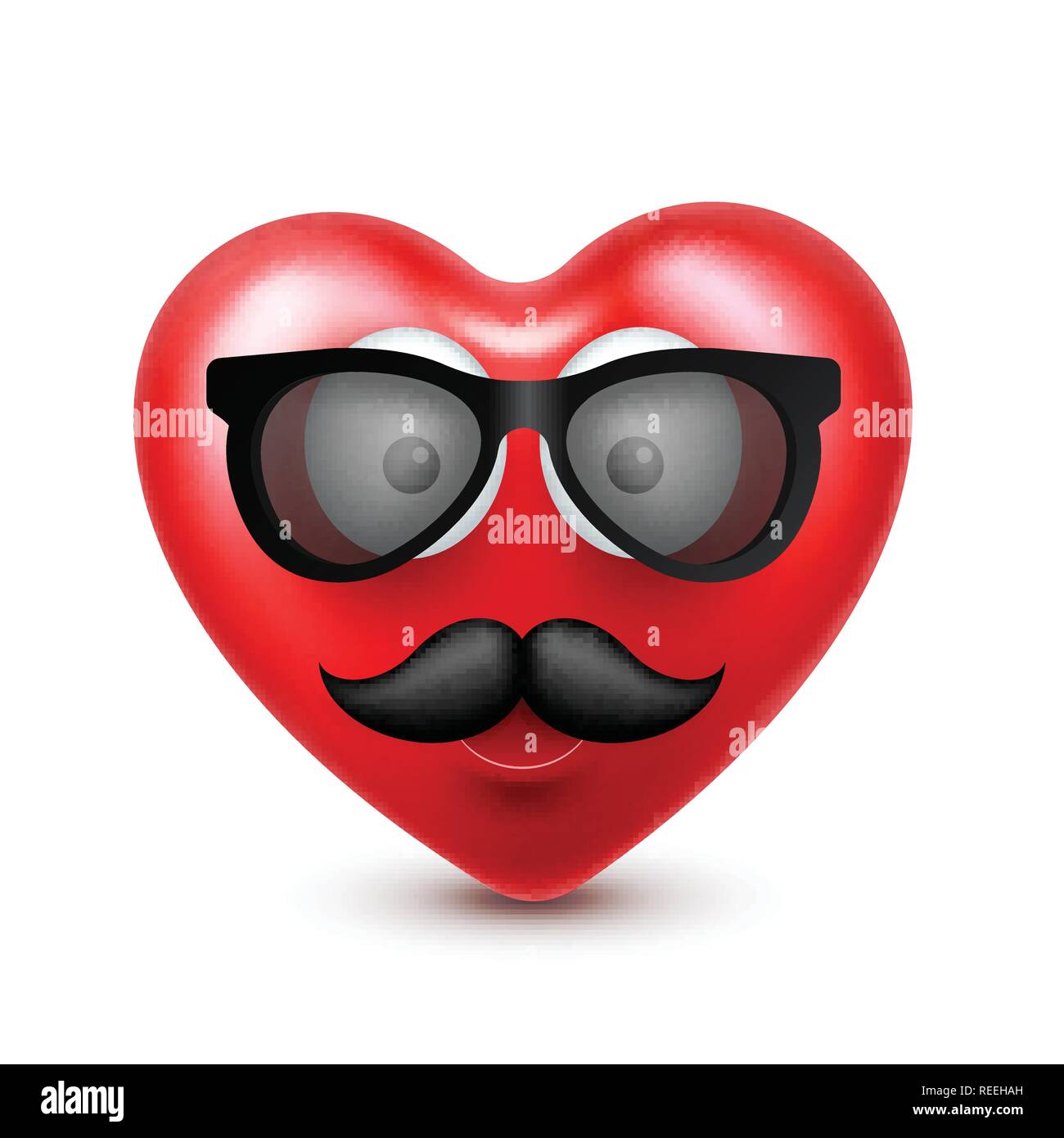 Coeur smiley vecteur emoji pour la Saint-Valentin. Funny face rouge ...