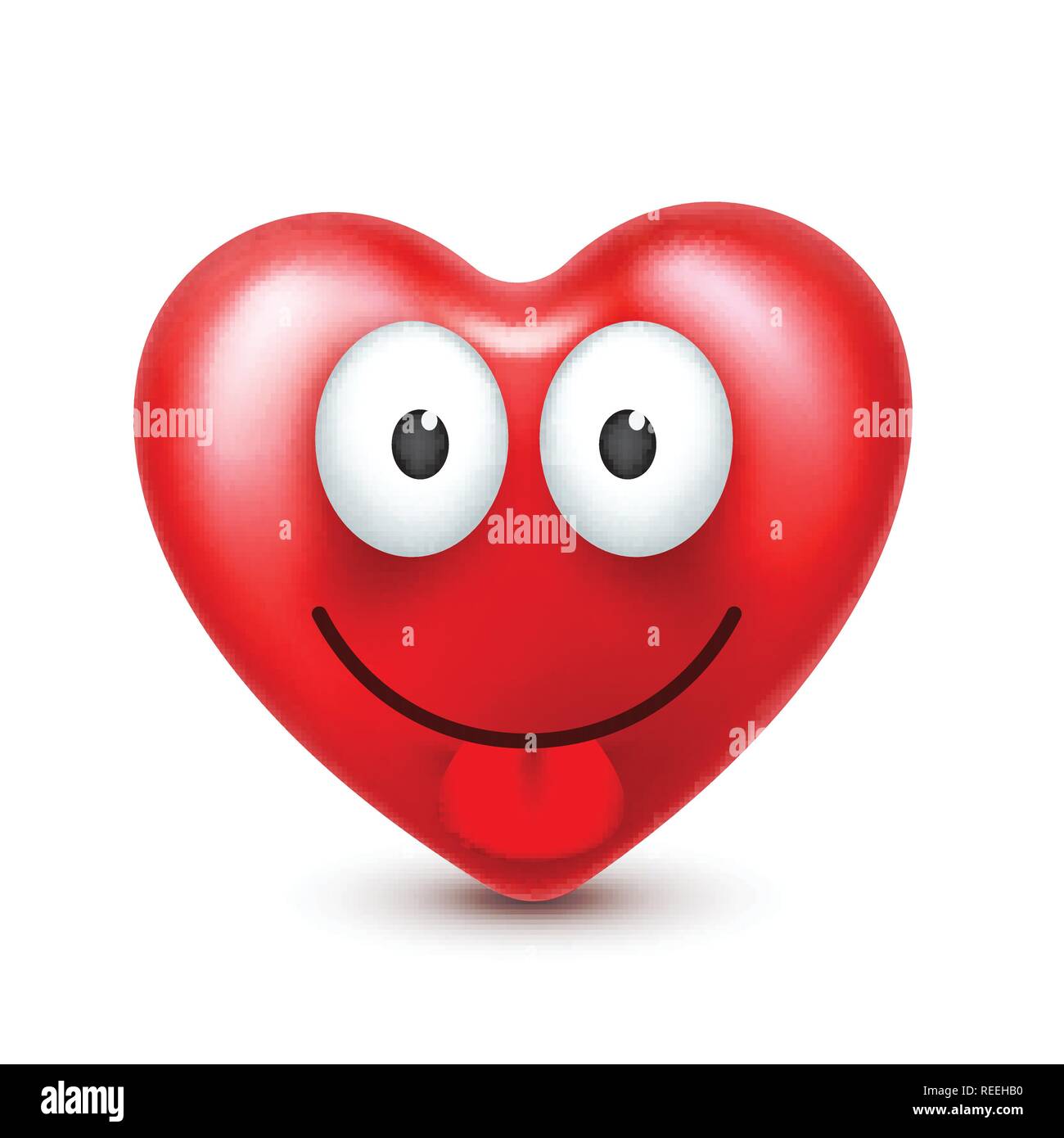 Coeur smiley vecteur emoji pour la Saint-Valentin. Funny face rouge ...