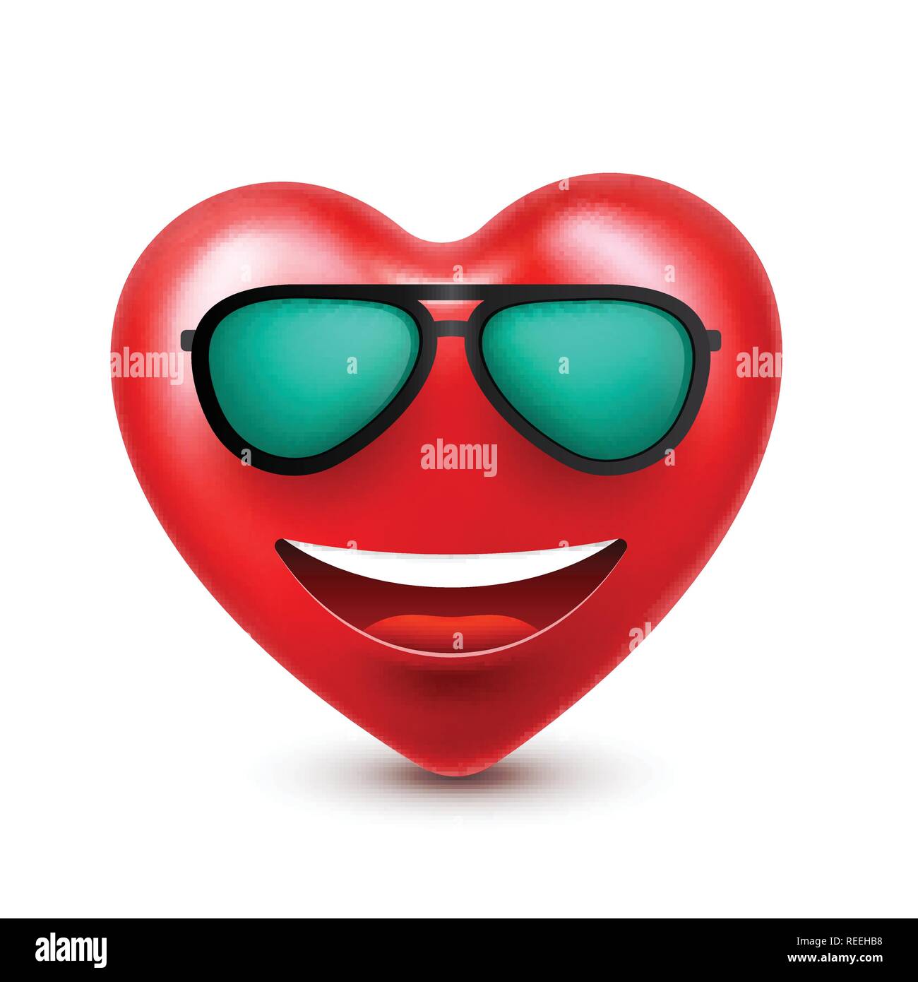 Coeur smiley vecteur emoji pour la Saint-Valentin. Funny face rouge ...