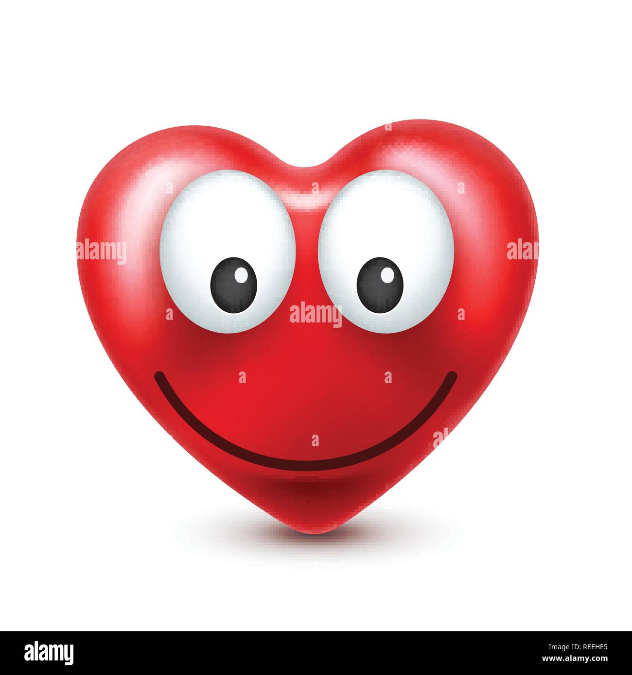Coeur smiley vecteur emoji pour la Saint-Valentin. Funny face rouge ...