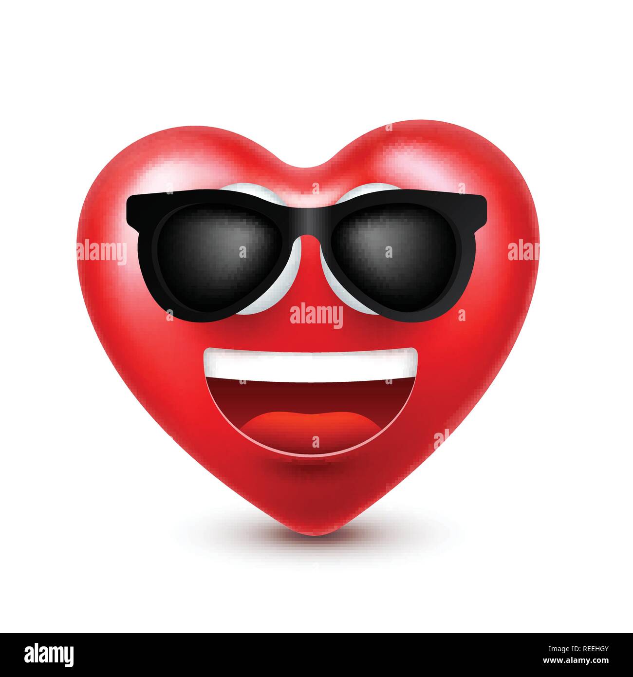 Coeur smiley vecteur emoji pour la Saint-Valentin. Funny face rouge ...