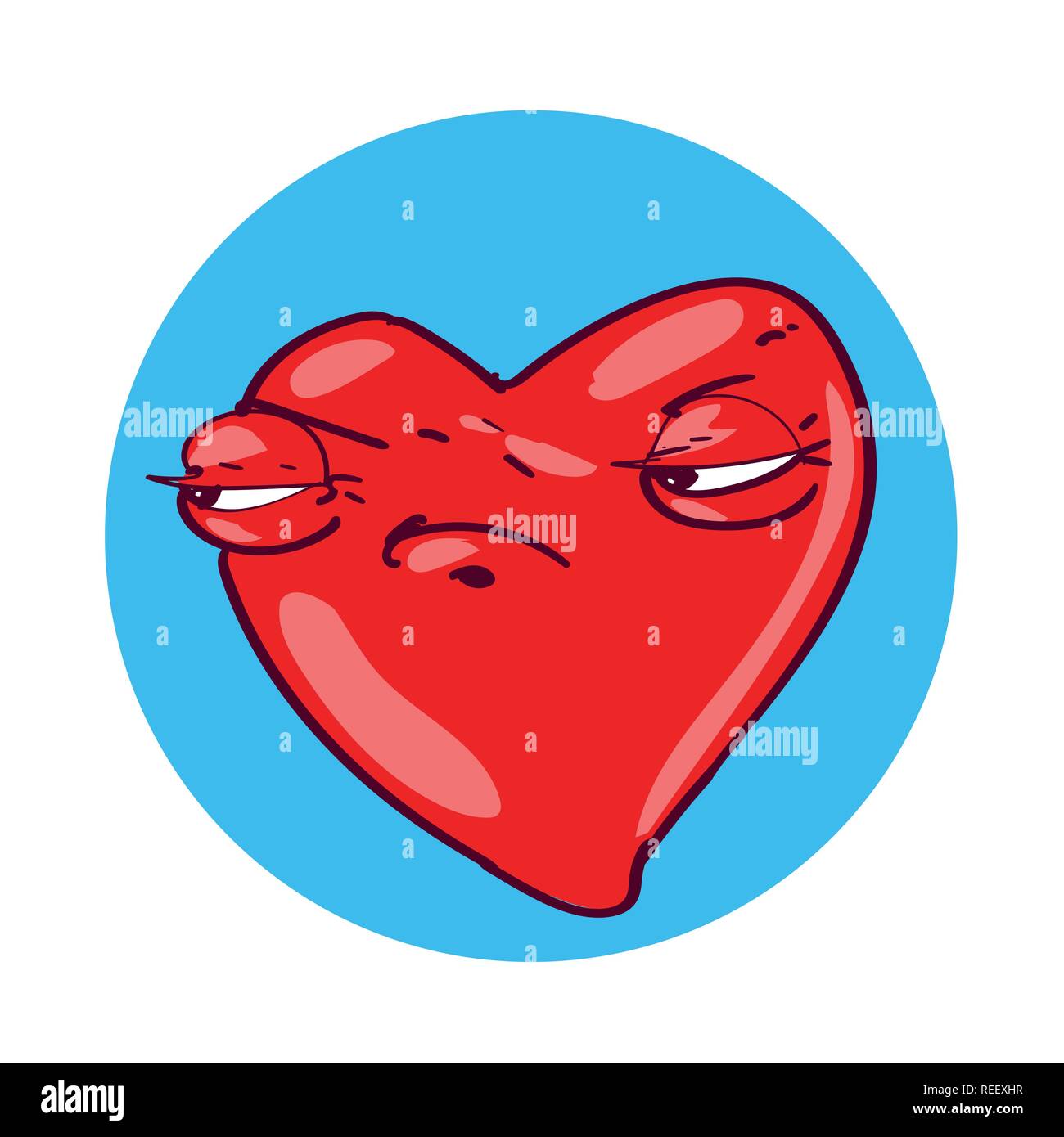 Visage de malheur, coeur style cartoon vector illustration pour la ...