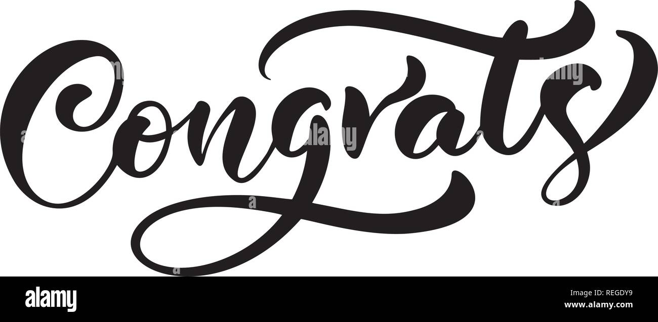 Vector hand drawn texte lettrage calligraphie Félicitation. Élégante et ...
