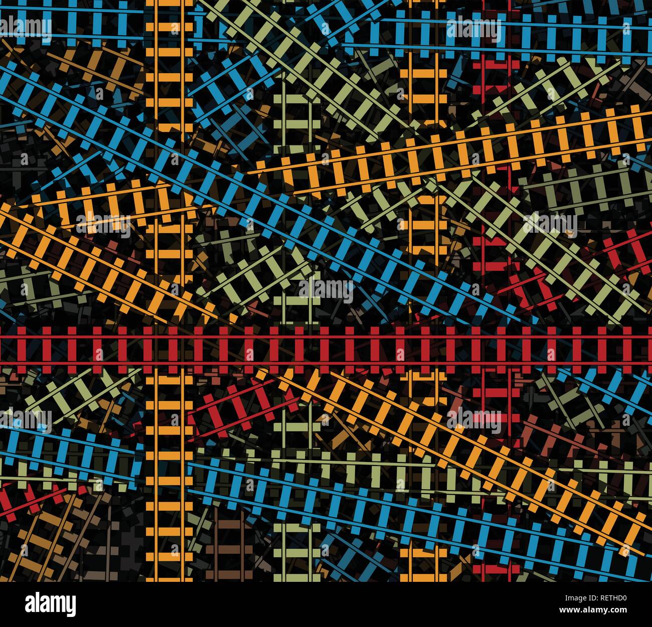 Intersecting railroad tracks Banque d'images vectorielles - Alamy