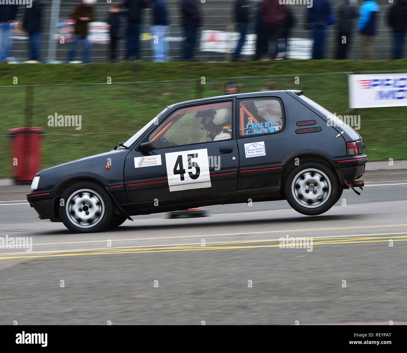 Chris clés, James Riley, Peugeot 205 GTI, Rallye MGJ Étapes, Chelmsford ...
