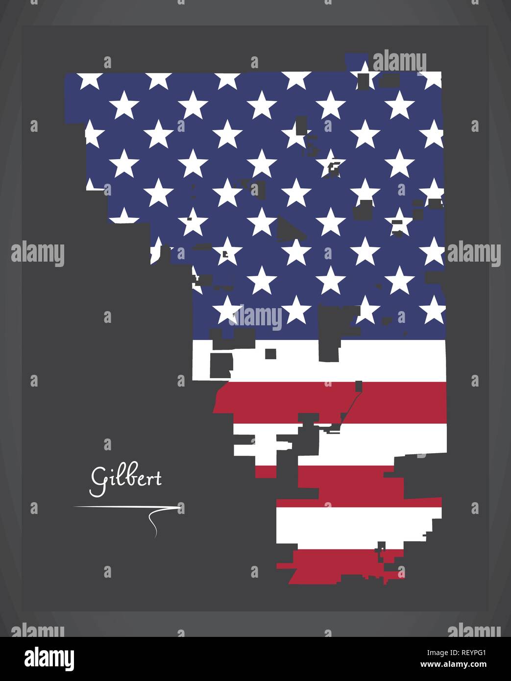 Gilbert Arizona carte de la ville avec l'illustration du drapeau ...