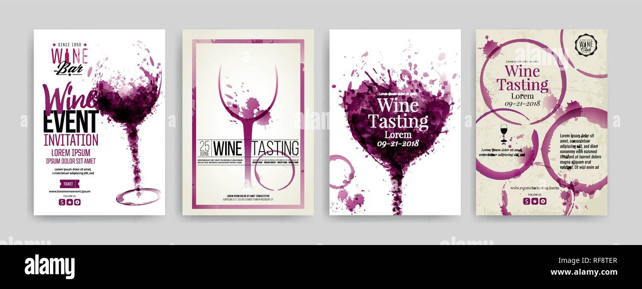 Collection de modèles avec du vin. Brochures, affiches, cartes d ...
