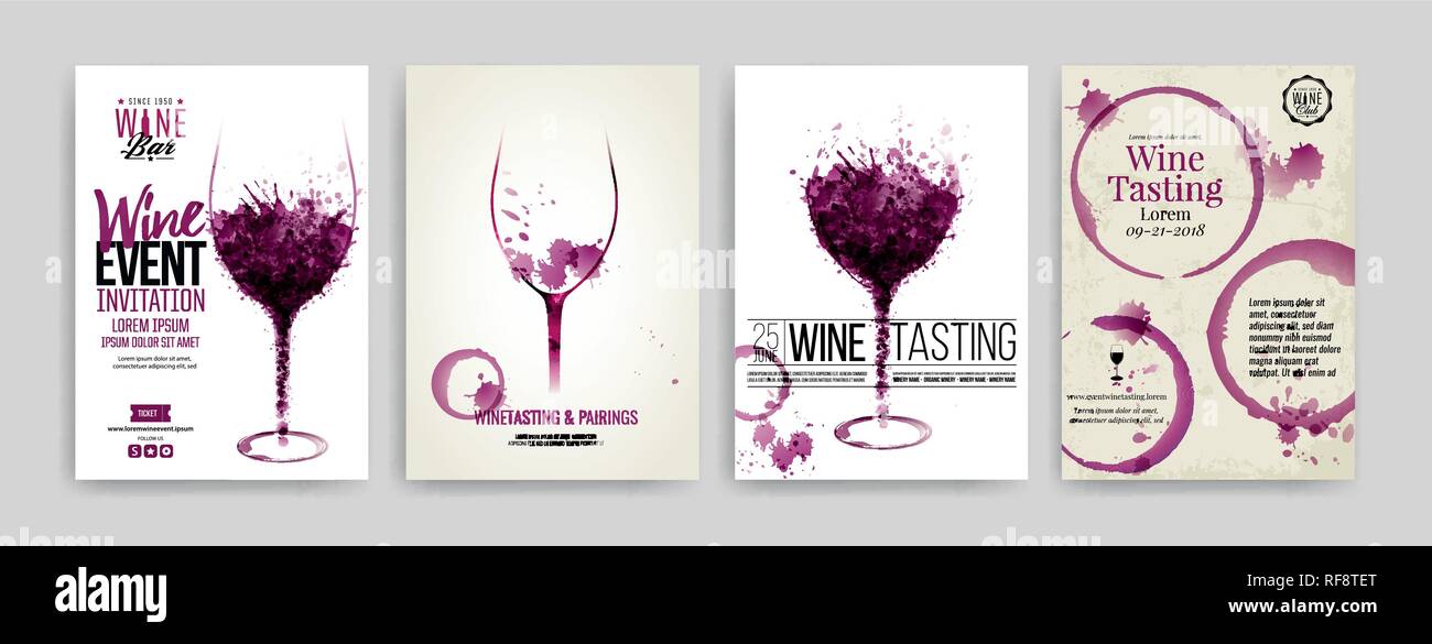 Collection de modèles avec du vin. Brochures, affiches, cartes d ...