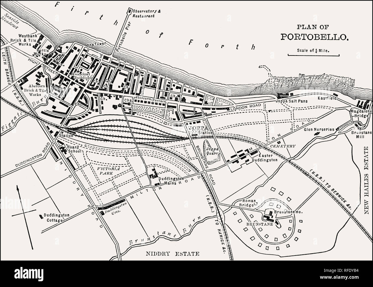 Vieille carte de la ville d'edimbourg Banque de photographies et d ...