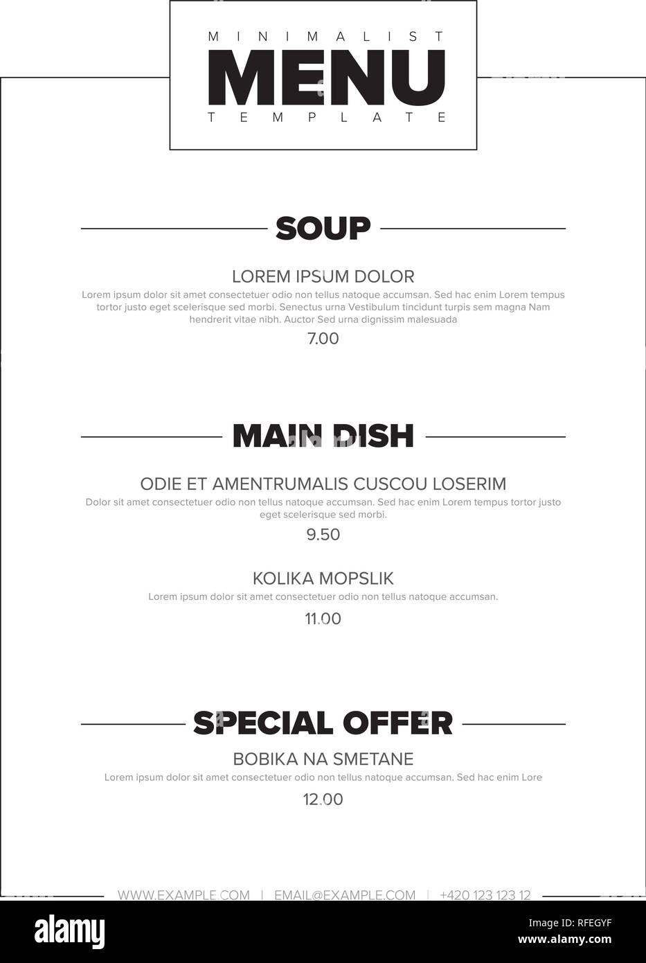 Modèle de menu restaurant minimaliste moderne mise en page design avec ...