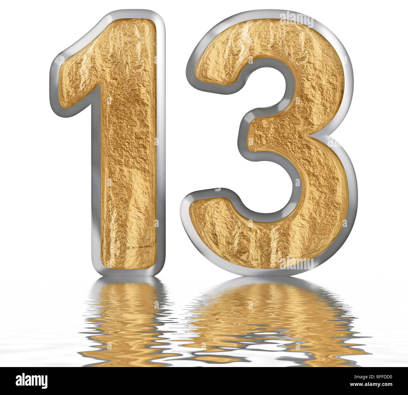 Chiffre 13 Treize Refl t e Sur La Surface De L eau Isol Sur Blanc