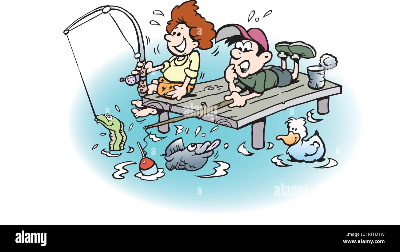 Teen fishing Banque d'images vectorielles - Alamy