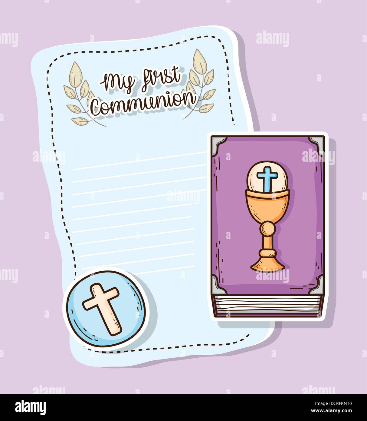 Ma première communion avec carte wafer hôte et bible Image Vectorielle ...