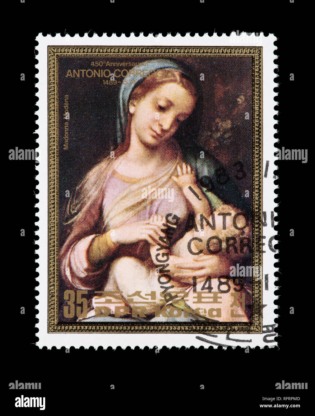 Timbre-poste à partir de la Corée du Nord (RPDC) illustrant la peinture ...