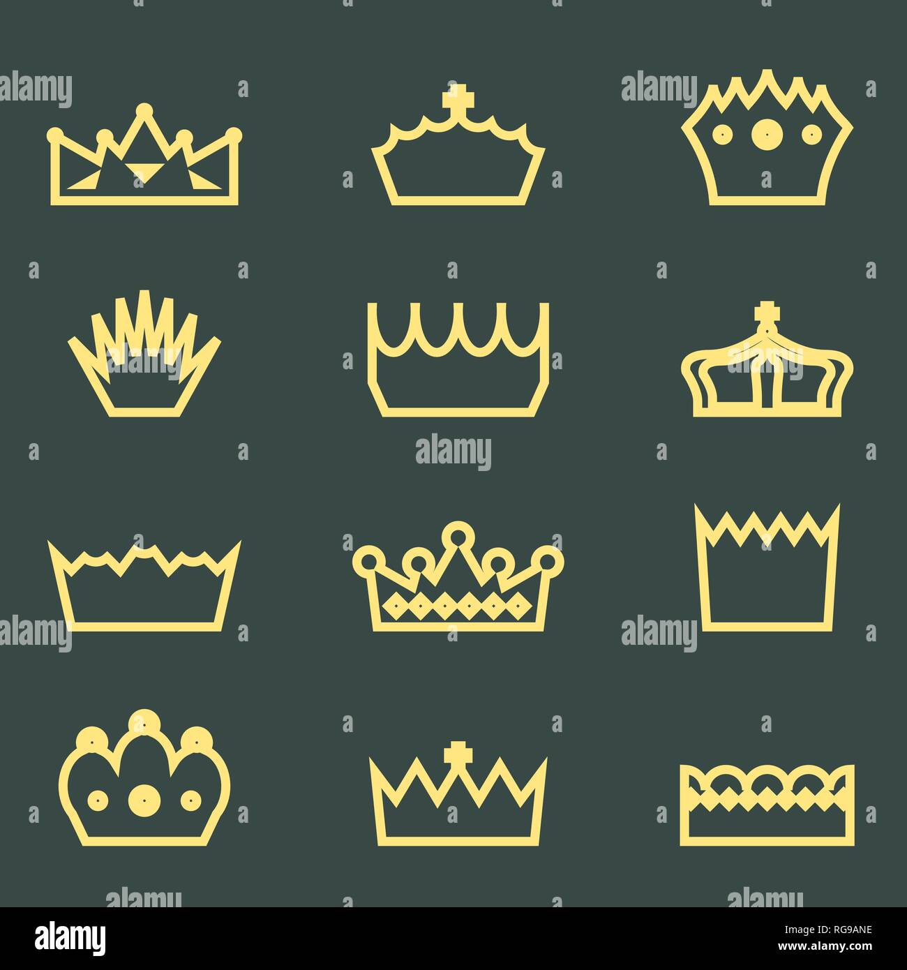 Couronne icon set - insignes royaux vector illustration Image ...