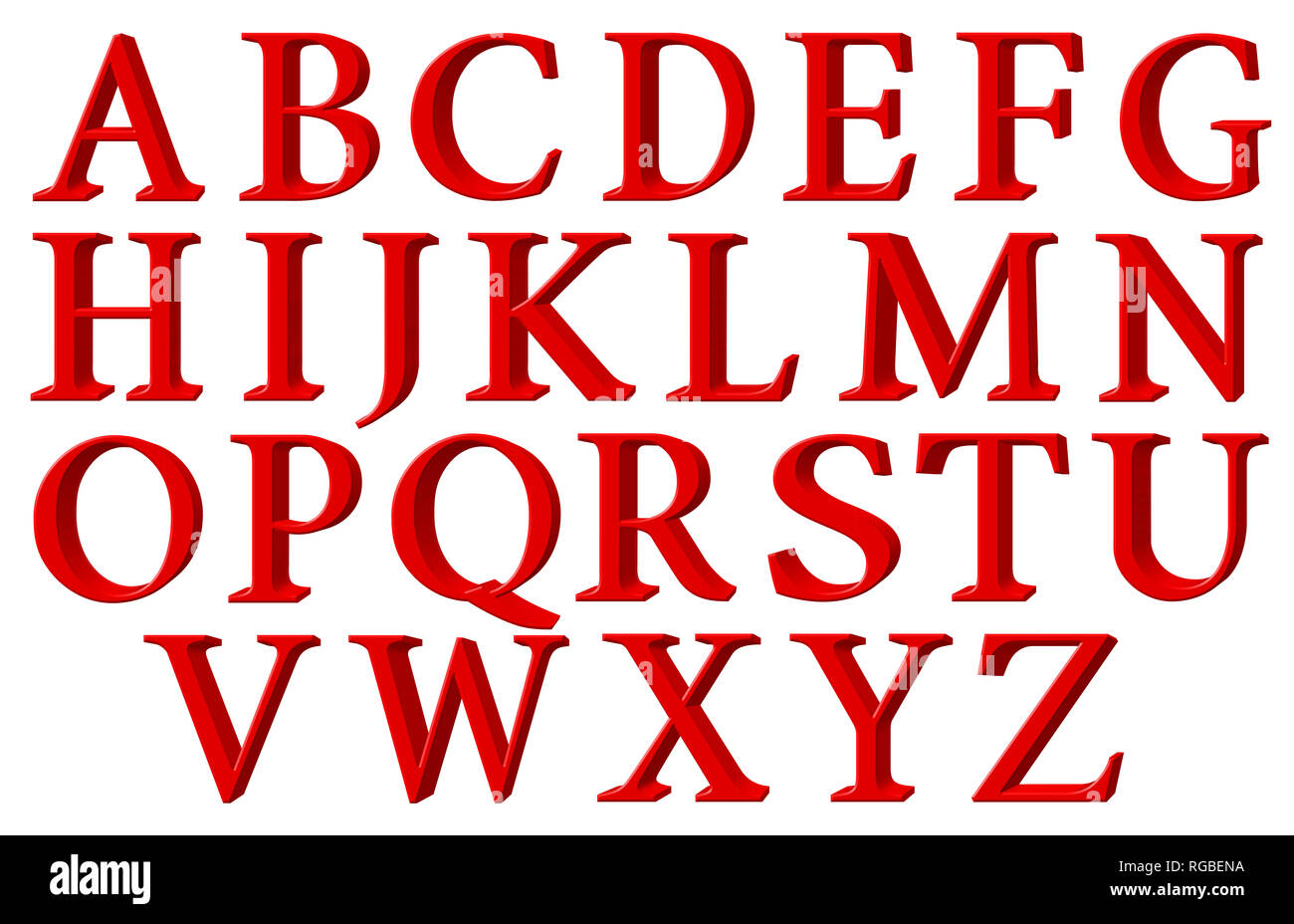 Ensemble de lettres en majuscules de l'alphabet anglais, rouge, de l ...