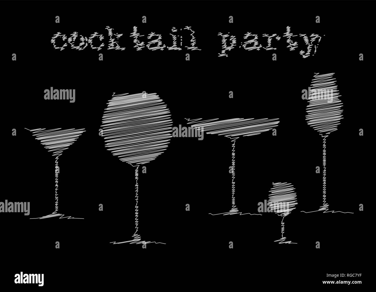 Dessin crayon cocktail noir et blanc Banque d'images noir et blanc - Alamy