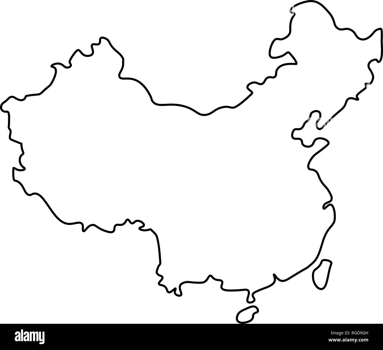 Carte de Chine - contour. Silhouette de China map vector illustration ...